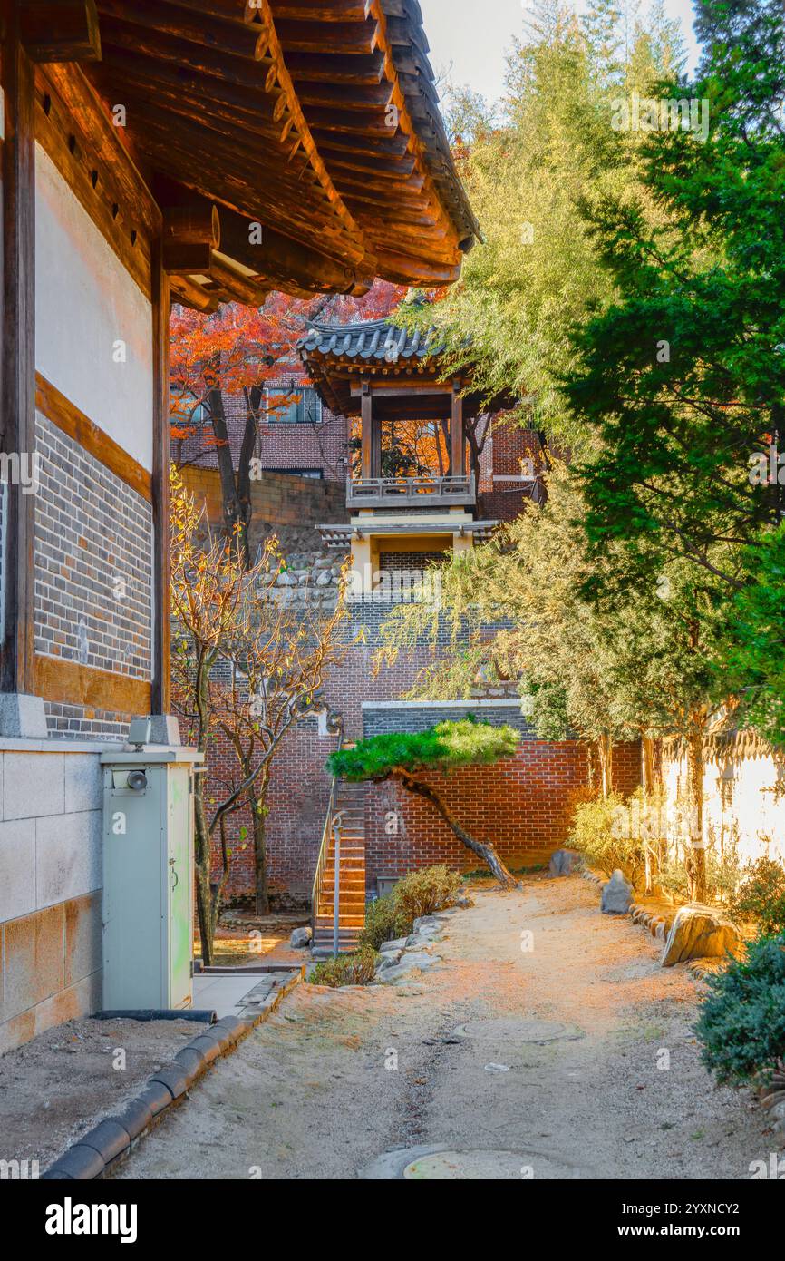 Beautiful traditional Korean wooden architecture, showcasing the ...