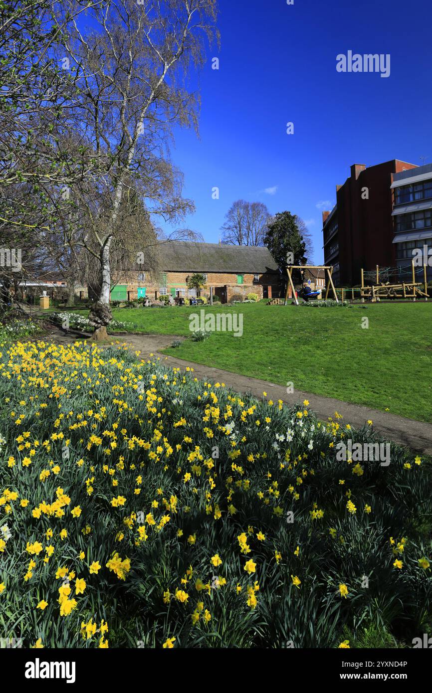 Spring view over Croyland Park, Wellingborough town, Northamptonshire ...