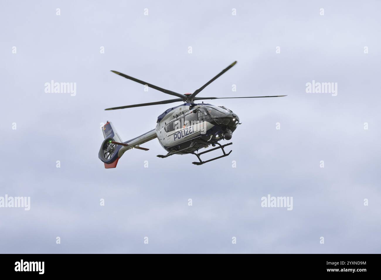 Landing approach of the new H145 police helicopter from Airbus ...