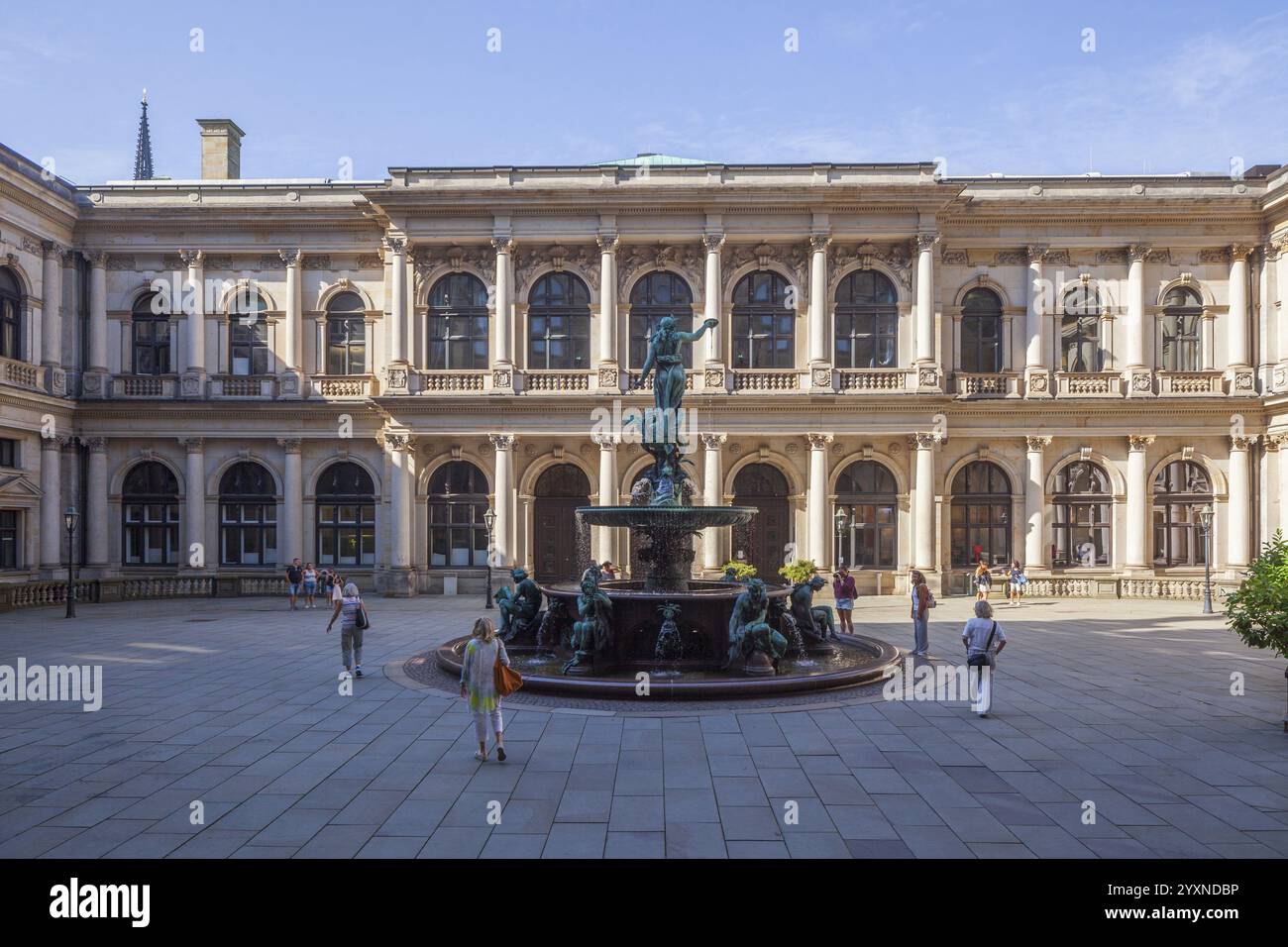 The Chamber of Commerce in Hamburg with town hall courtyard and Hygieia ...