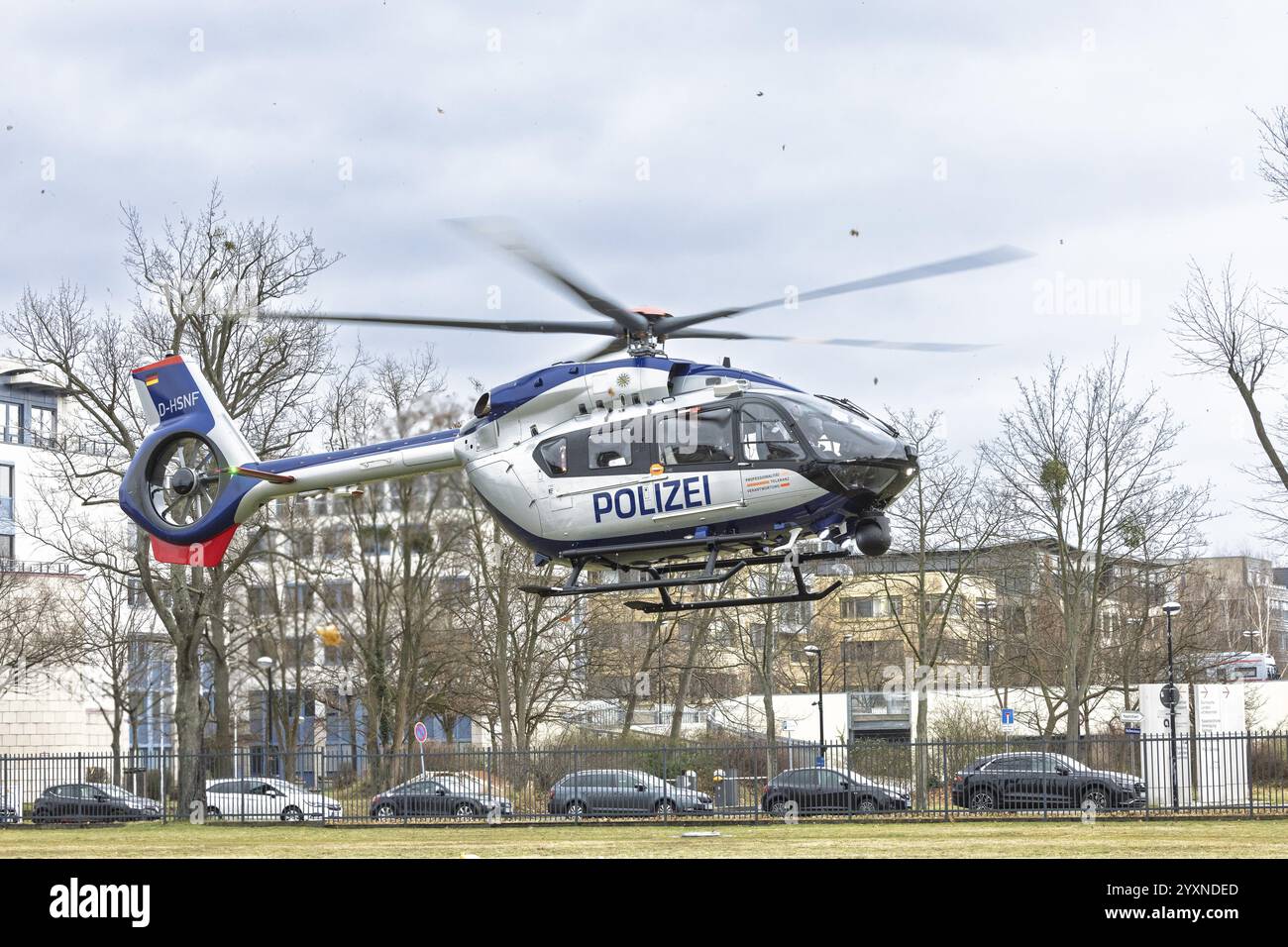 Landing approach of the new H145 police helicopter from Airbus ...