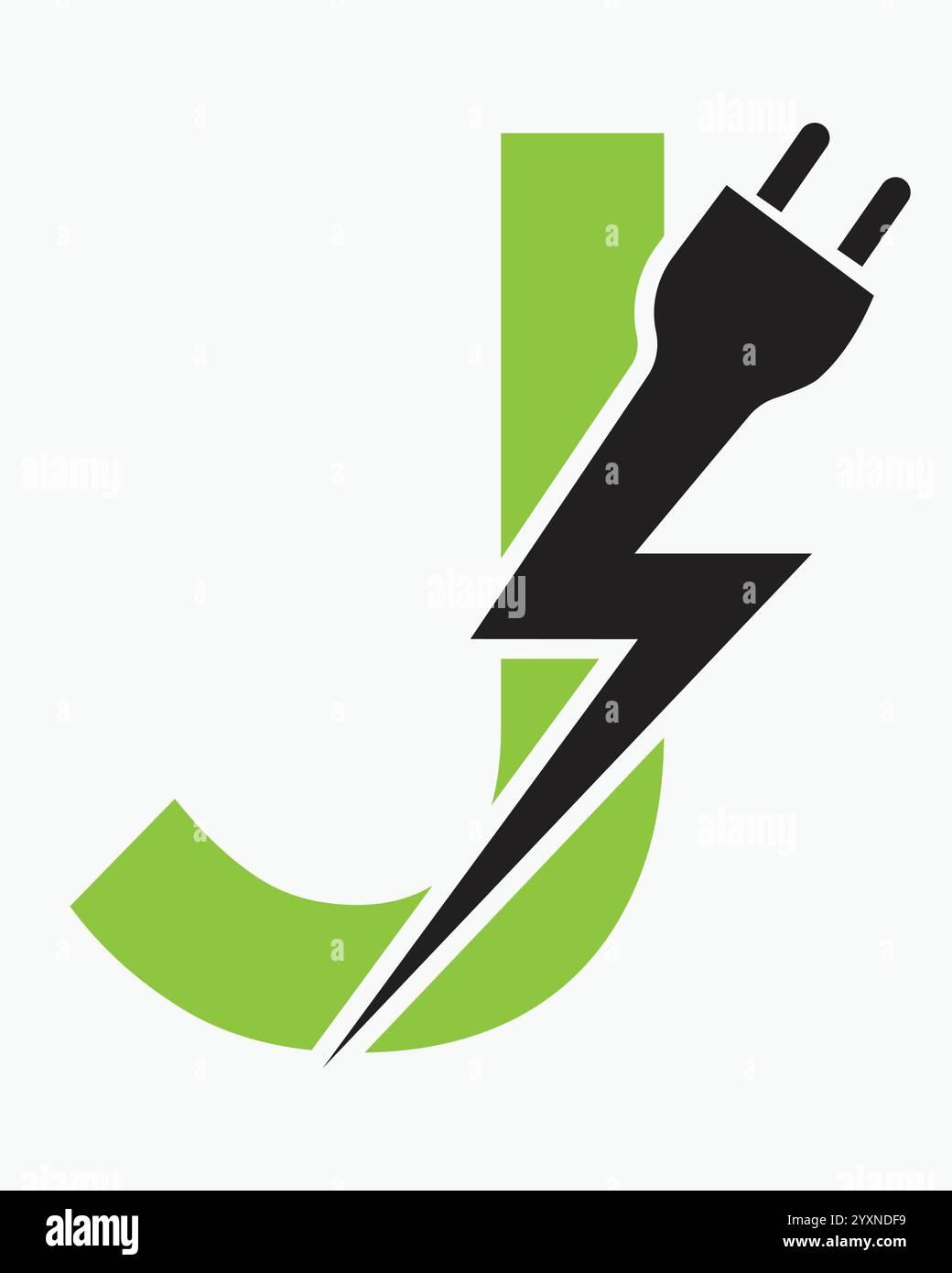 Initial Letter J Electric Logo Concept With Power and Electric Plug ...