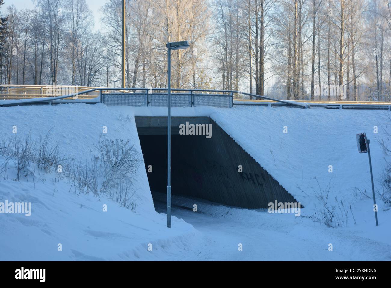 Cement basement, iron-concrete bridge, descent, viaduct, construction ...