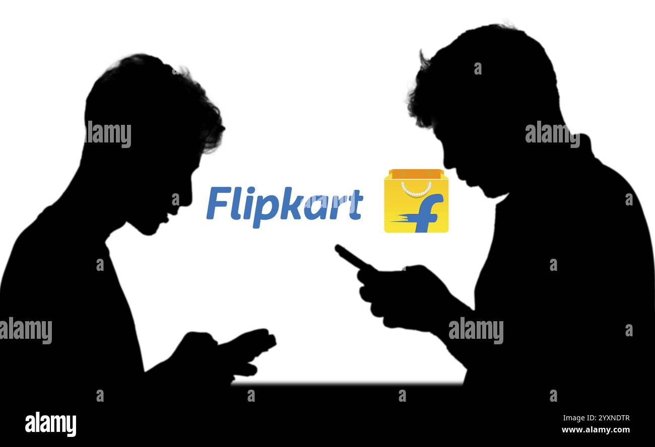 Flipkart application on smartphone with laptop background Stock Photo ...