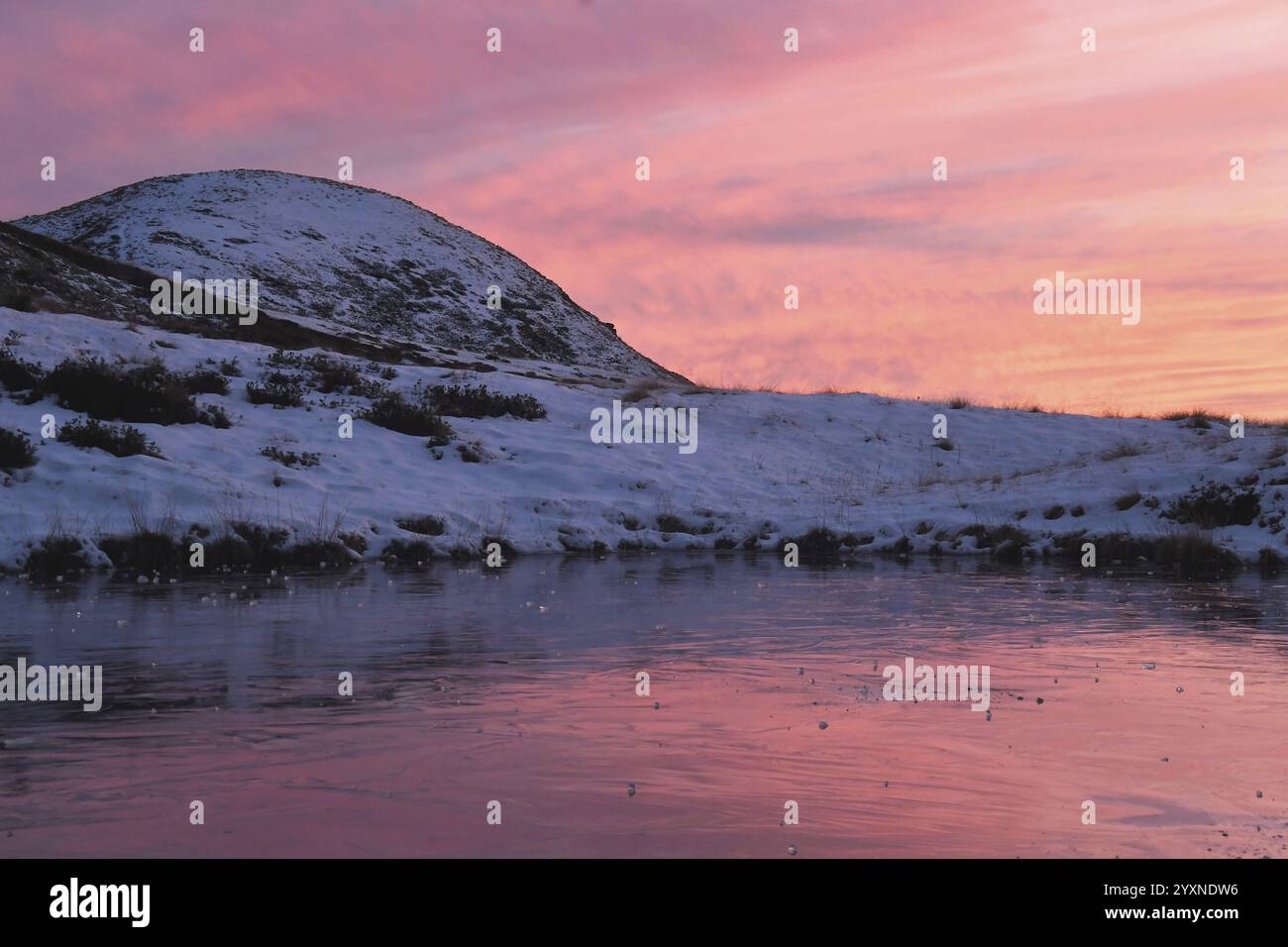 The curved profile of Monte Avaro after sunset, Val Brembana, Lombardy ...