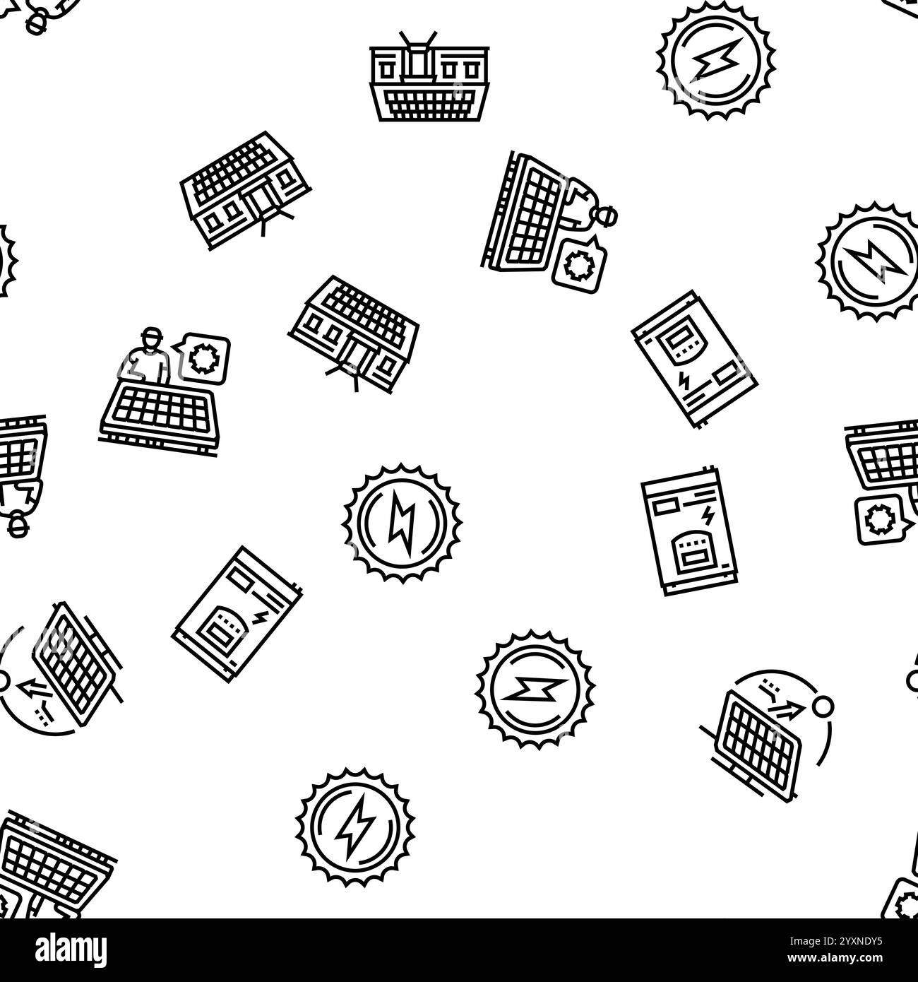 solar panels energy sun seamless pattern vector Stock Vector Image ...