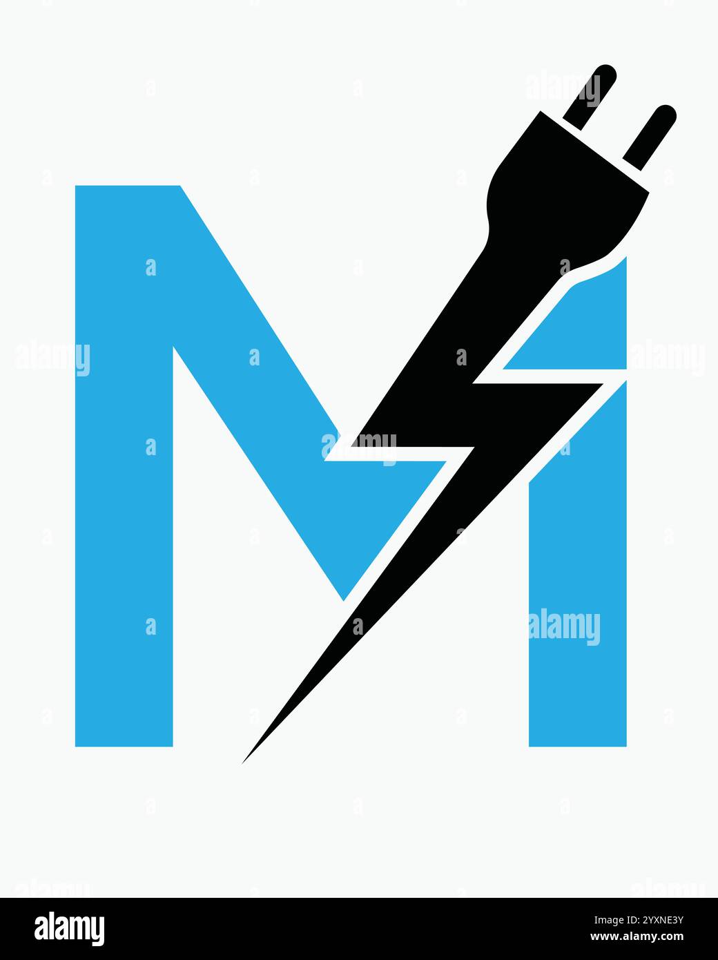 Initial Letter M Electric Logo Concept With Power and Electric Plug ...