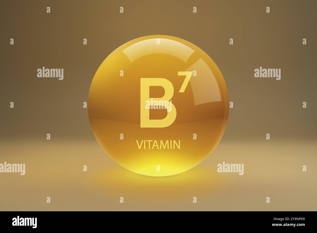 A golden glossy sphere representing Vitamin B7, commonly known as ...