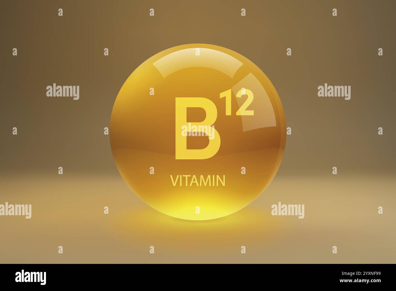 A golden glossy sphere representing Vitamin B12, commonly known as ...