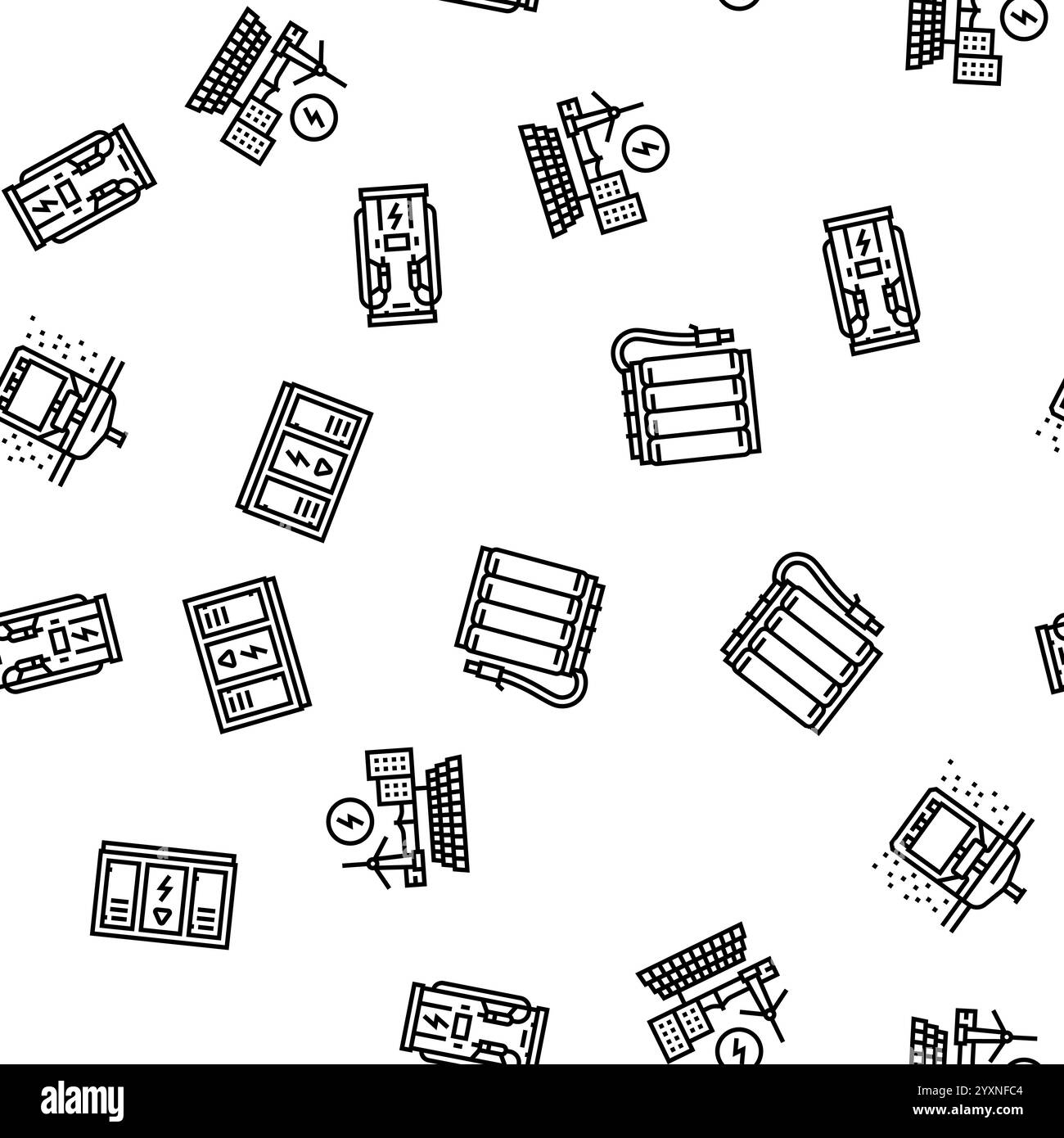 energy storage power system vector seamless pattern thin line illustration Stock Vector Image ...