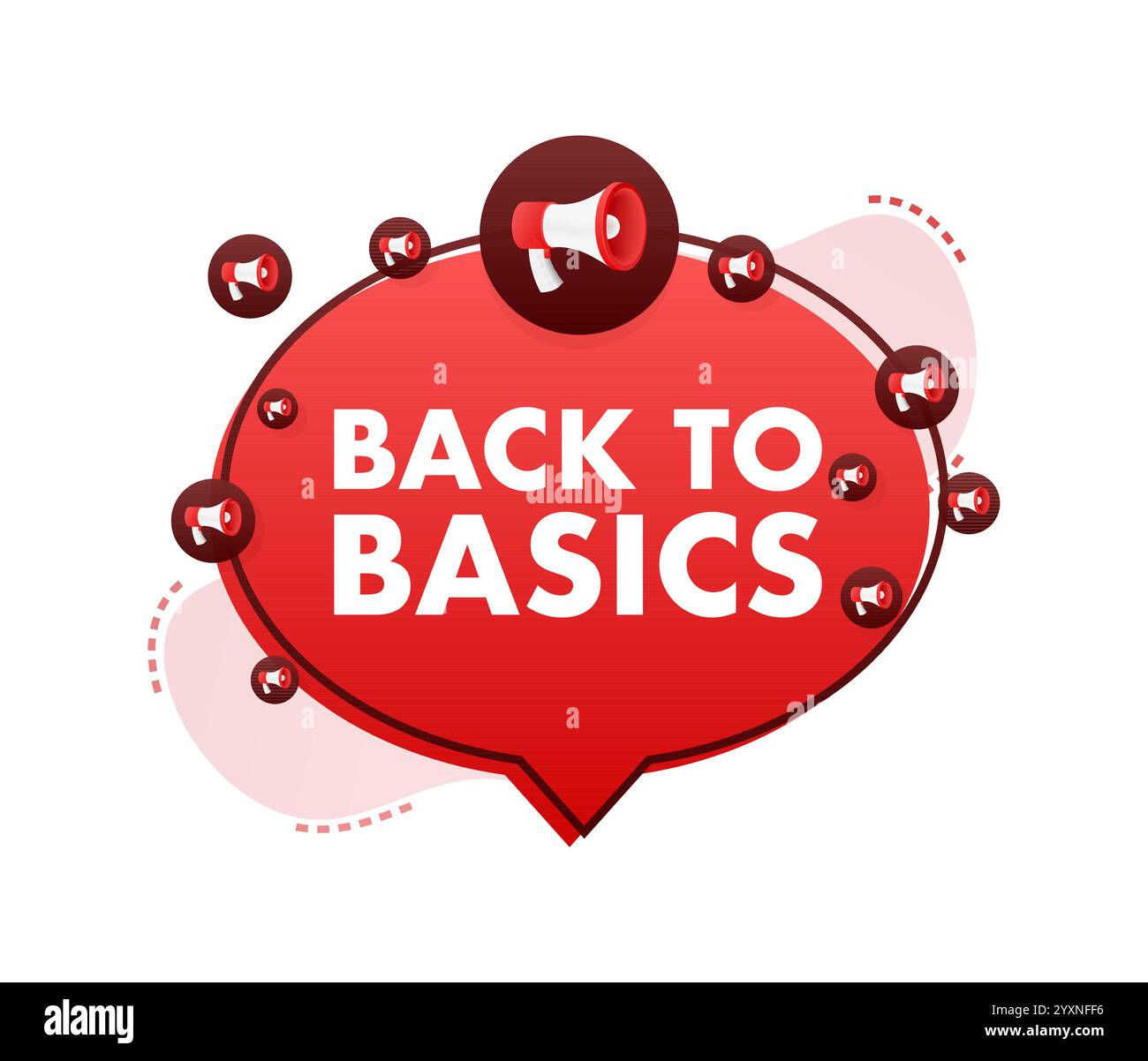 Back to basics announcement with megaphones promoting essential ...