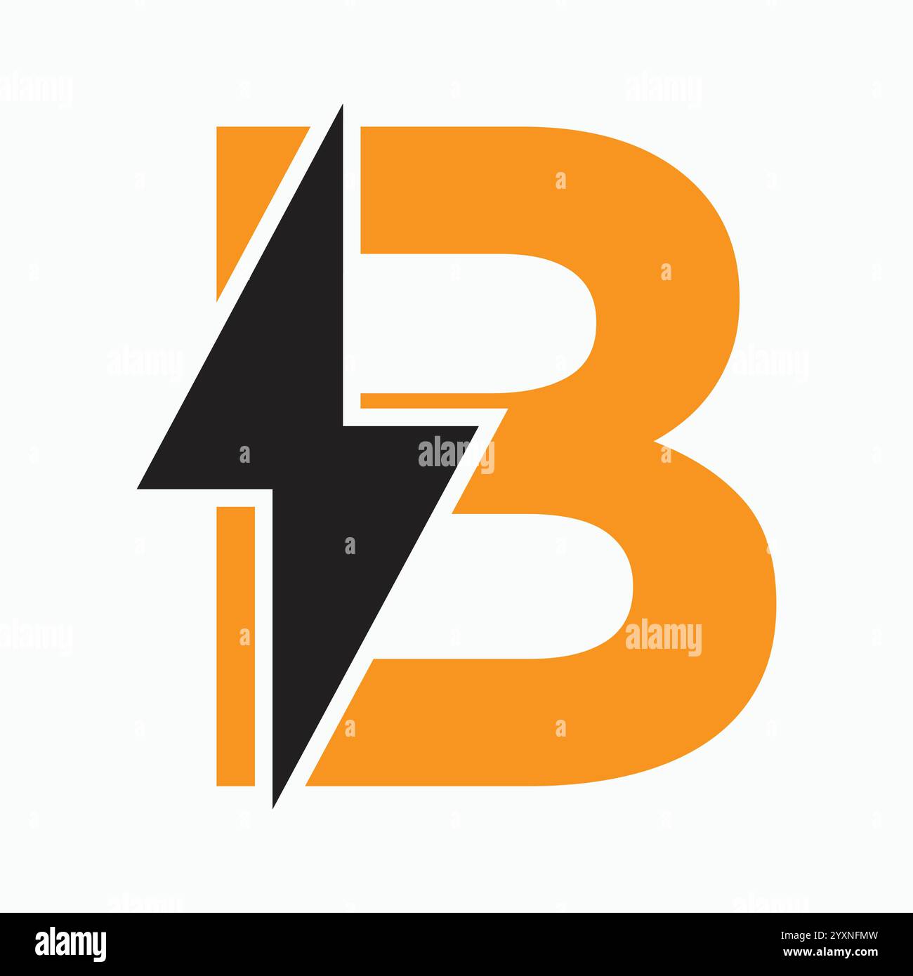 Initial Letter B With Thunder Bolt Symbol. Power Icon Electric Symbol ...