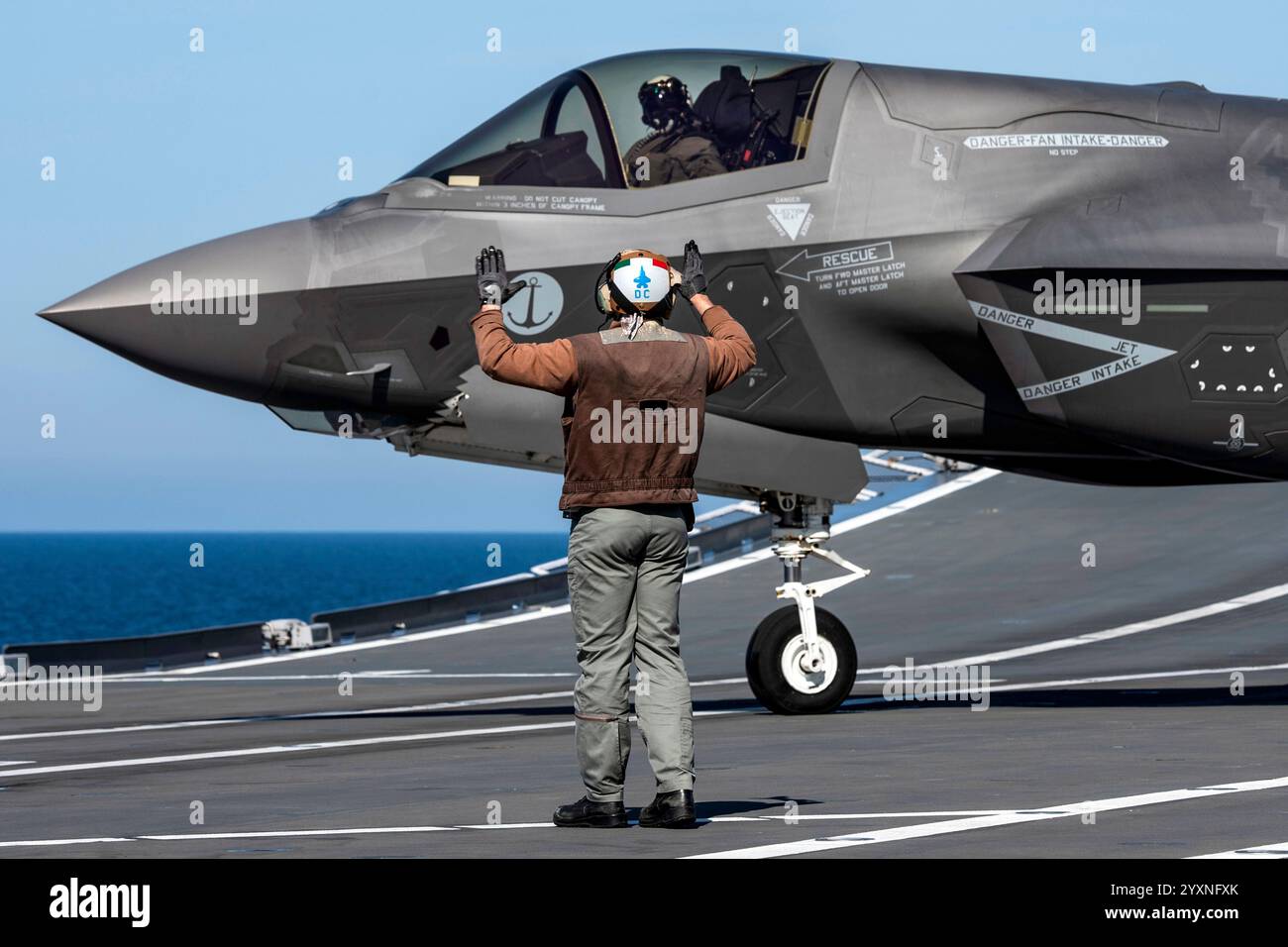 Italian Navy F-35B on the flight deck of the ITS Cavour aircraft ...