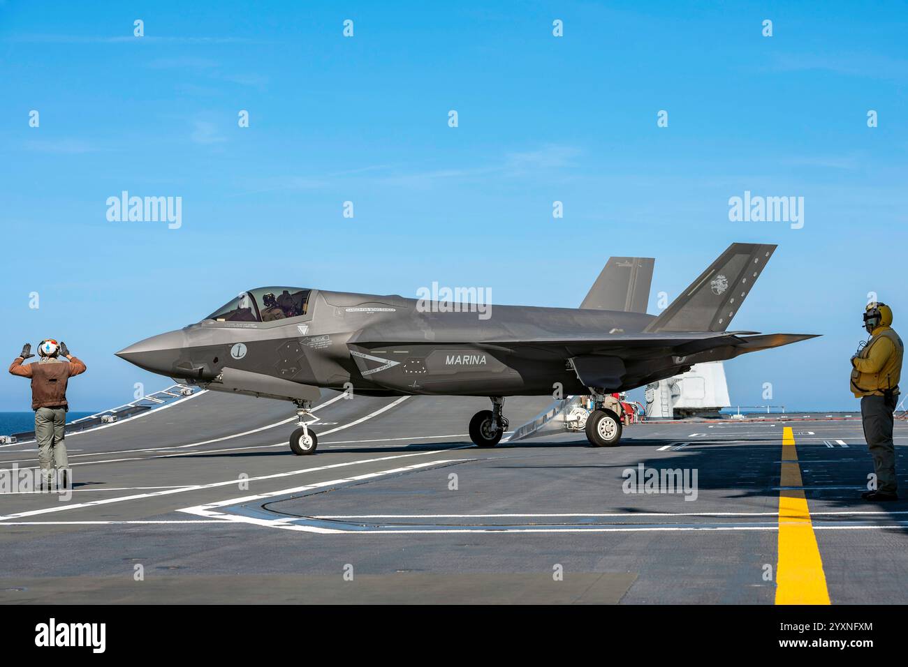 Italian Navy F-35B on the flight deck of the ITS Cavour aircraft ...