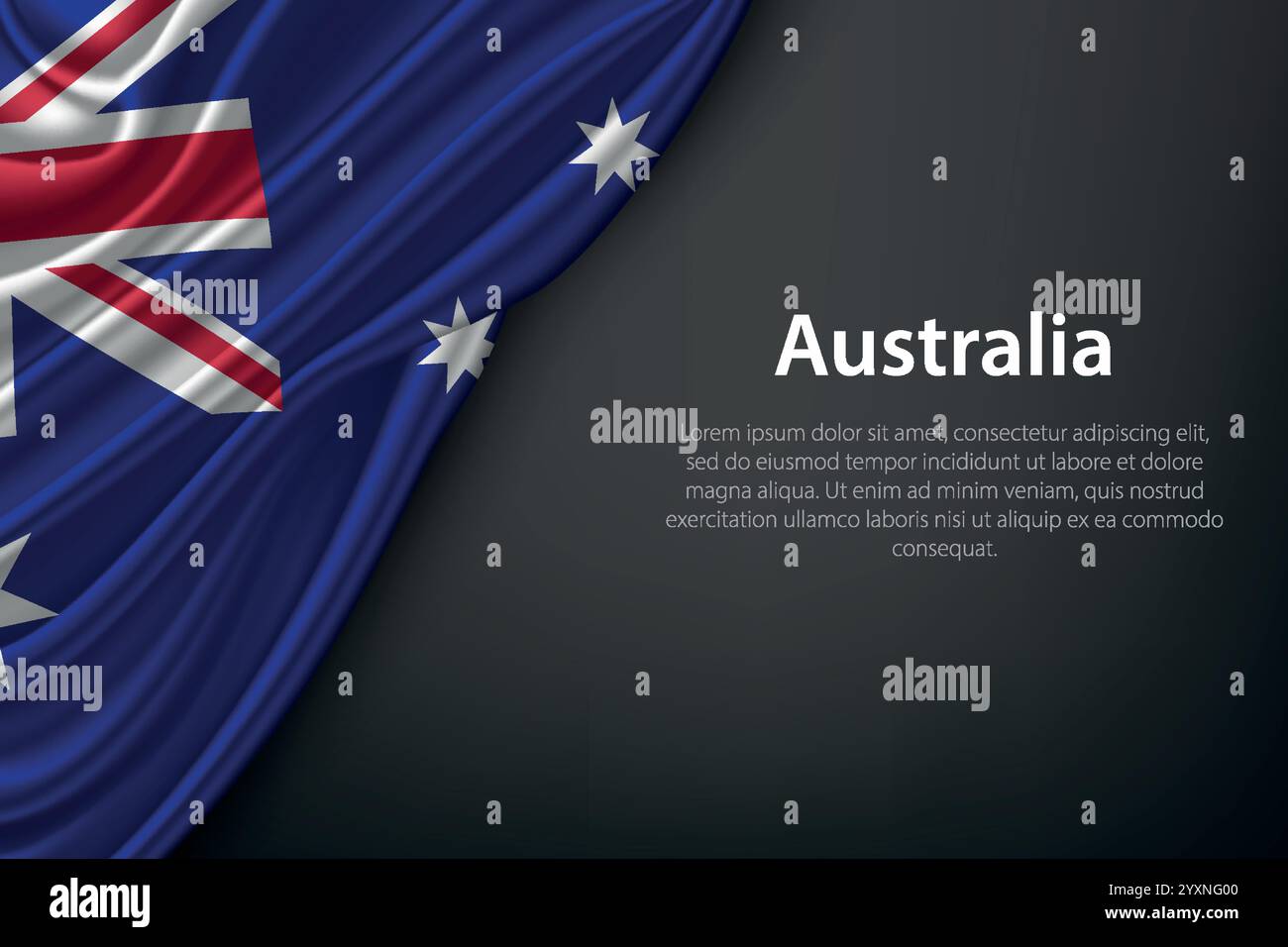 Realistic depiction of the Australia flag with flowing texture on a ...