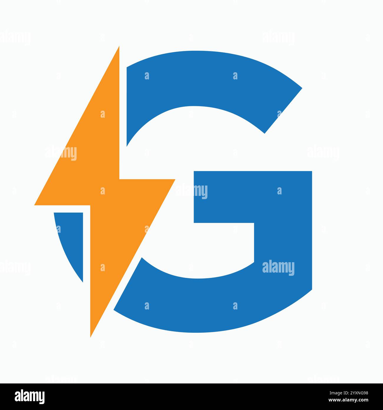 Initial Letter G With Thunder Bolt Symbol. Power Icon Electric Symbol ...