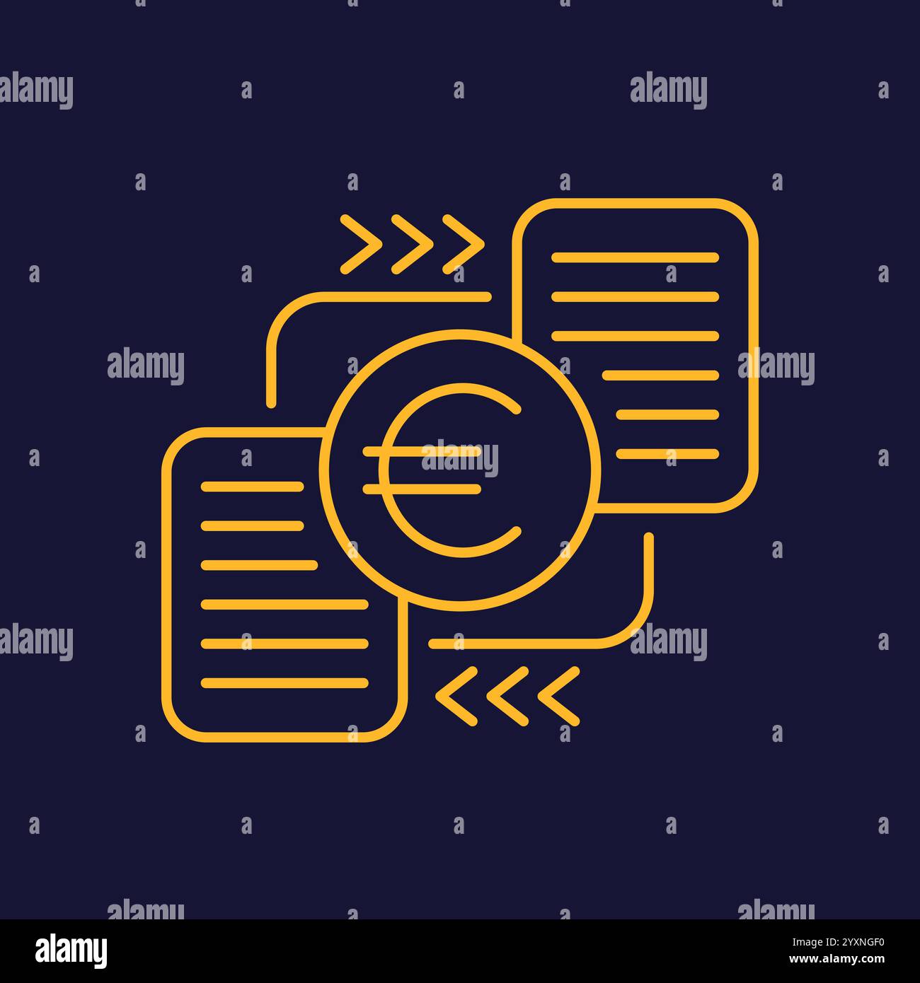 Bills and invoices icon with euro, line vector Stock Vector Image & Art ...