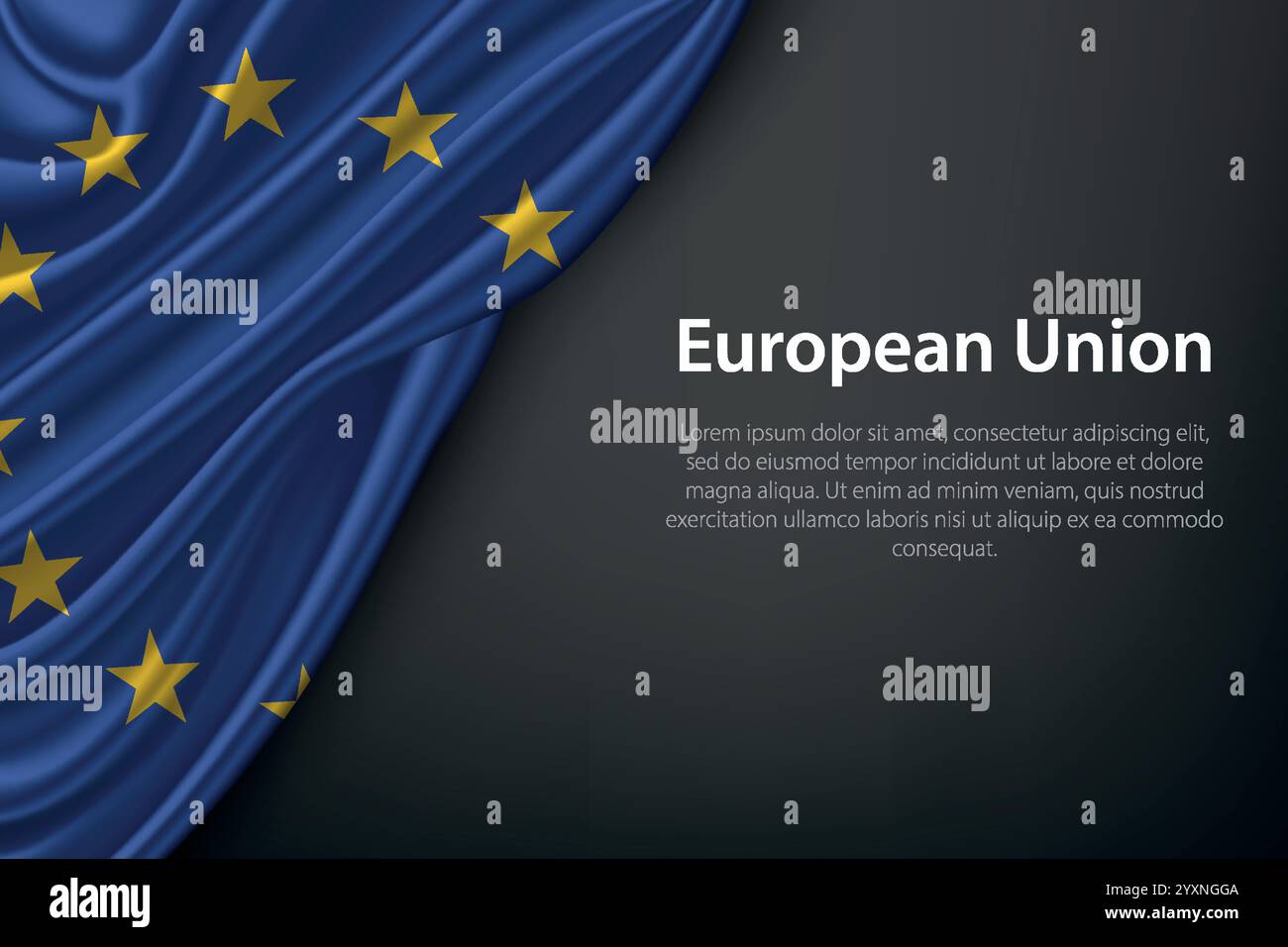 Realistic depiction of the European Union flag with flowing texture on ...