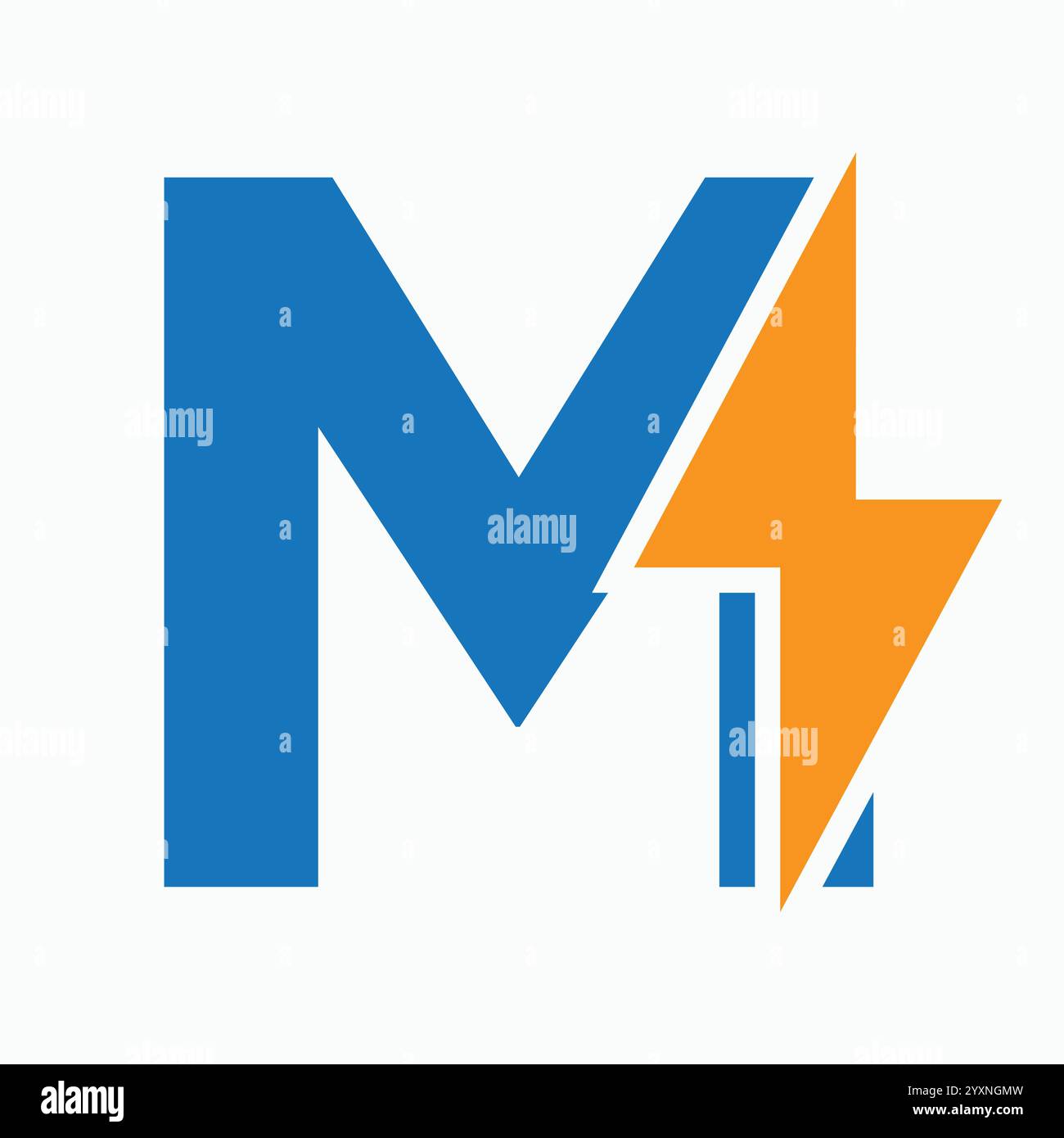 Initial Letter M With Thunder Bolt Symbol. Power Icon Electric Symbol ...