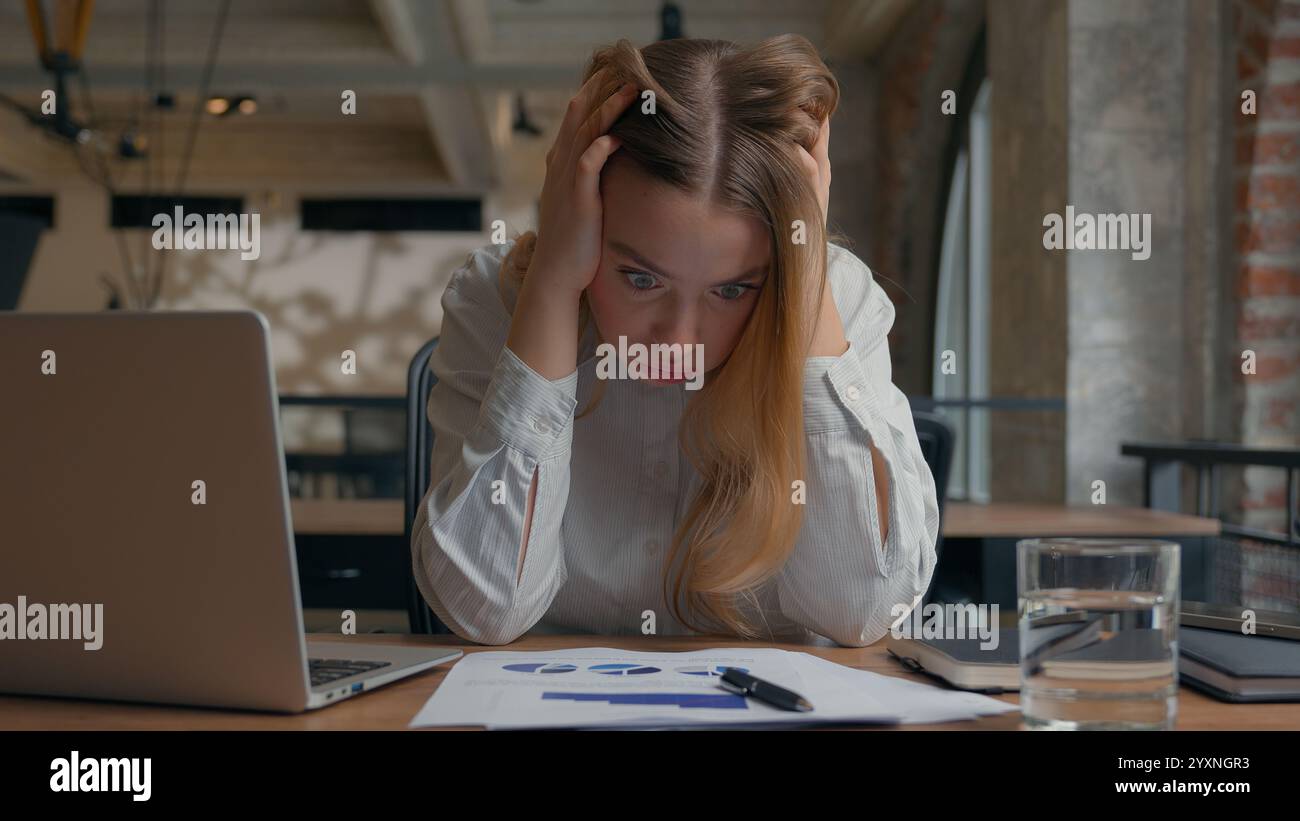 Business study work trouble in office confused puzzled Caucasian ...