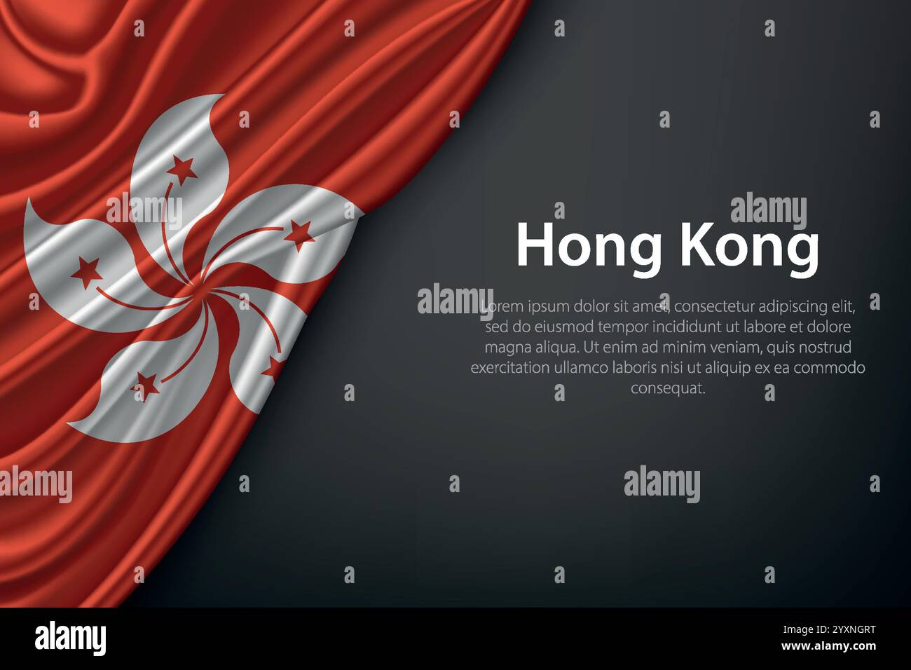 Realistic depiction of the Hong Kong flag with flowing texture on a ...