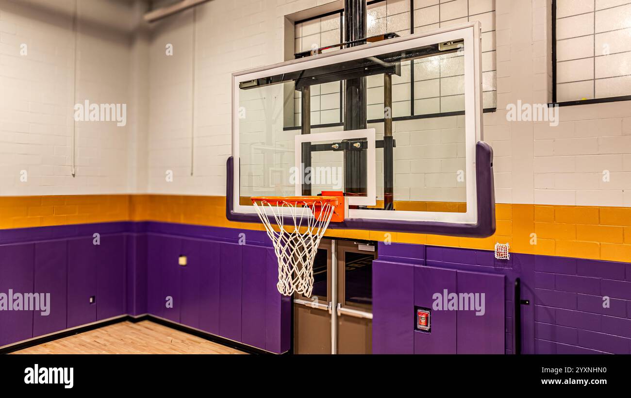 New ceiling mounted basketball hoop with clear glass, acrylic backboard ...