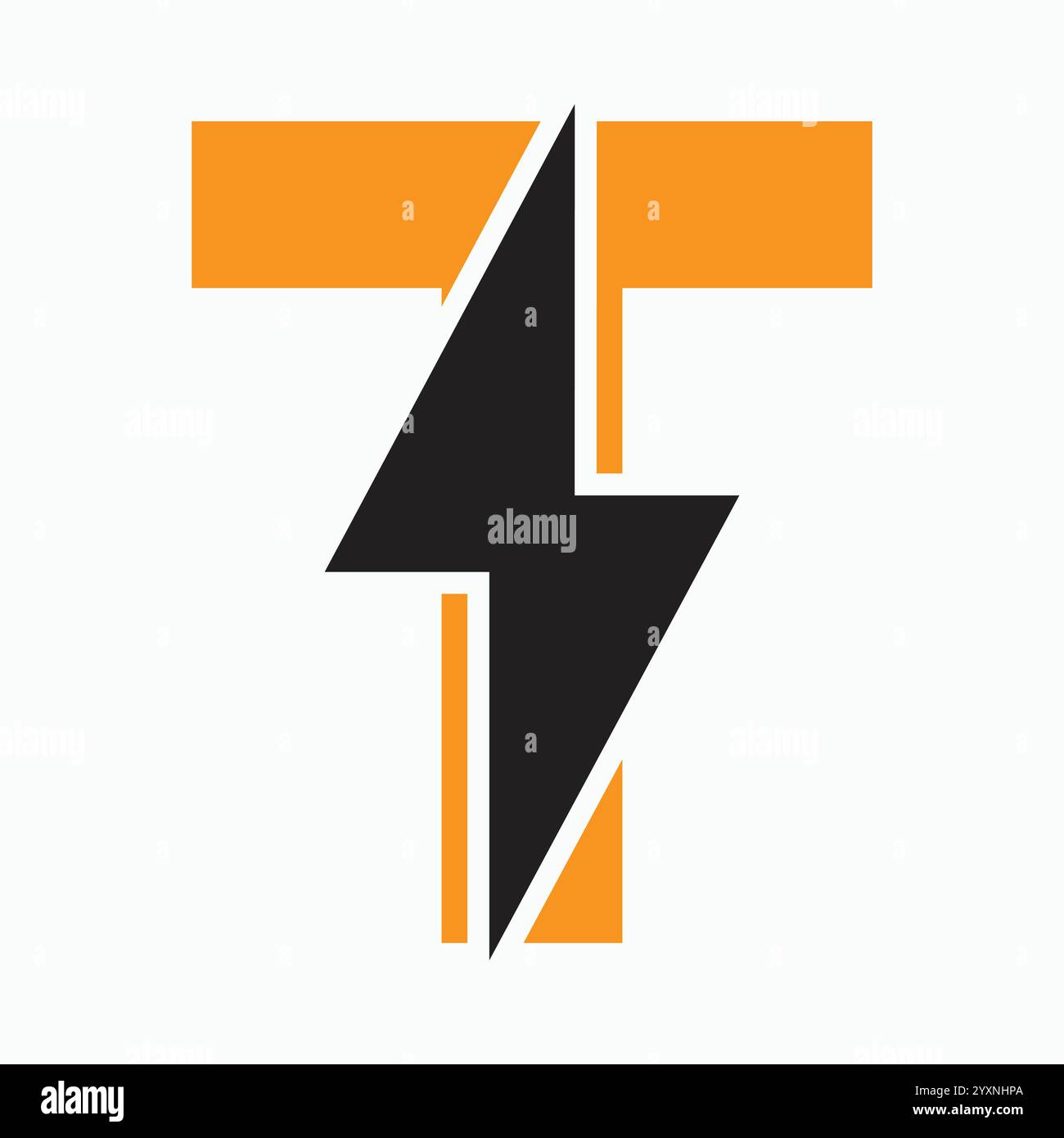 Initial Letter T With Thunder Bolt Symbol. Power Icon Electric Symbol ...