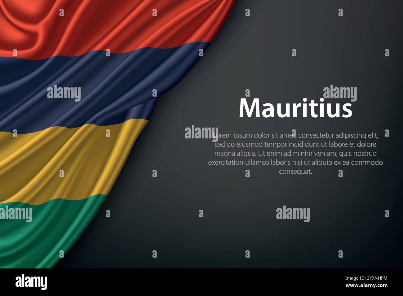 Realistic depiction of the Mauritius flag with flowing texture on a ...
