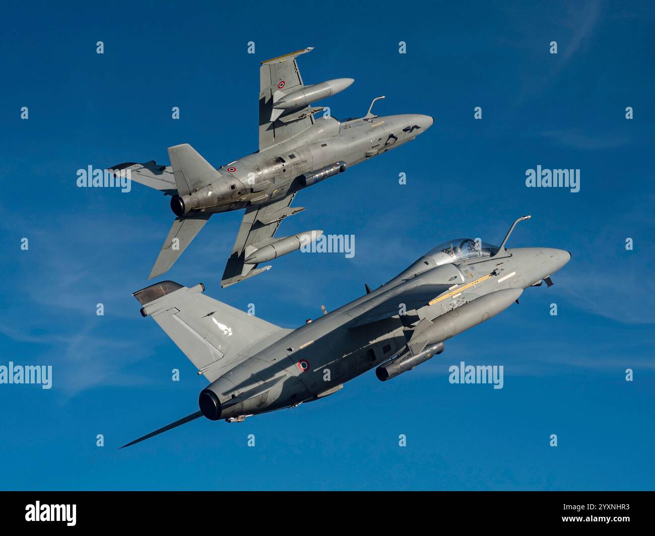 A pair of Italian Air Force AMX Ghibli aircraft in flight Stock Photo ...