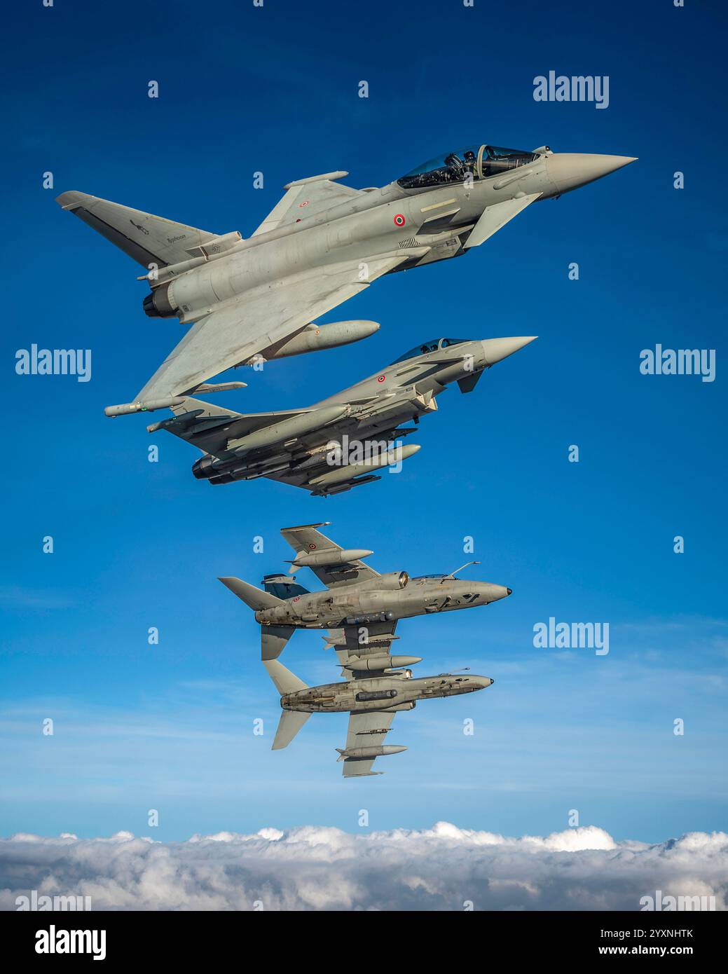Italian Air Force EF-2000 Typhoon jets training with AMX Ghibli ...