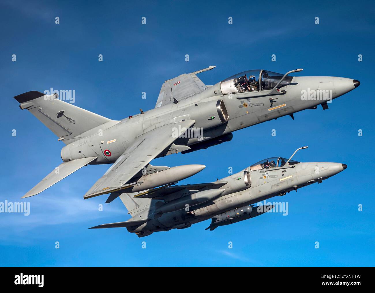 A pair of Italian Air Force AMX Ghibli aircraft in flight Stock Photo ...