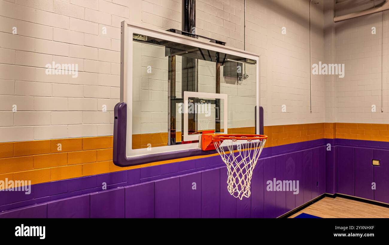 New ceiling mounted basketball hoop with clear glass, acrylic backboard ...