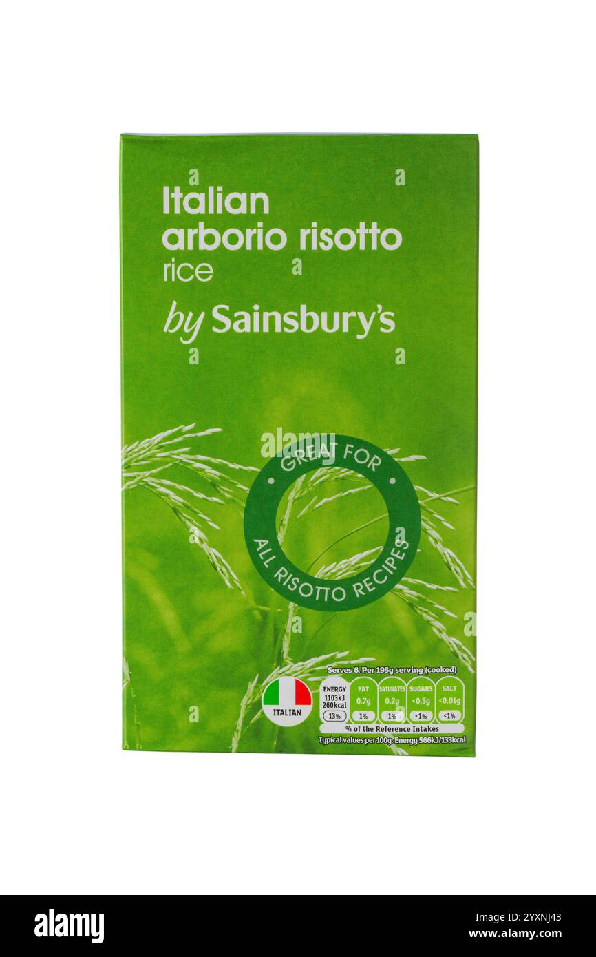 Italian arborio risotto rice by Sainsburys isolated on white background ...