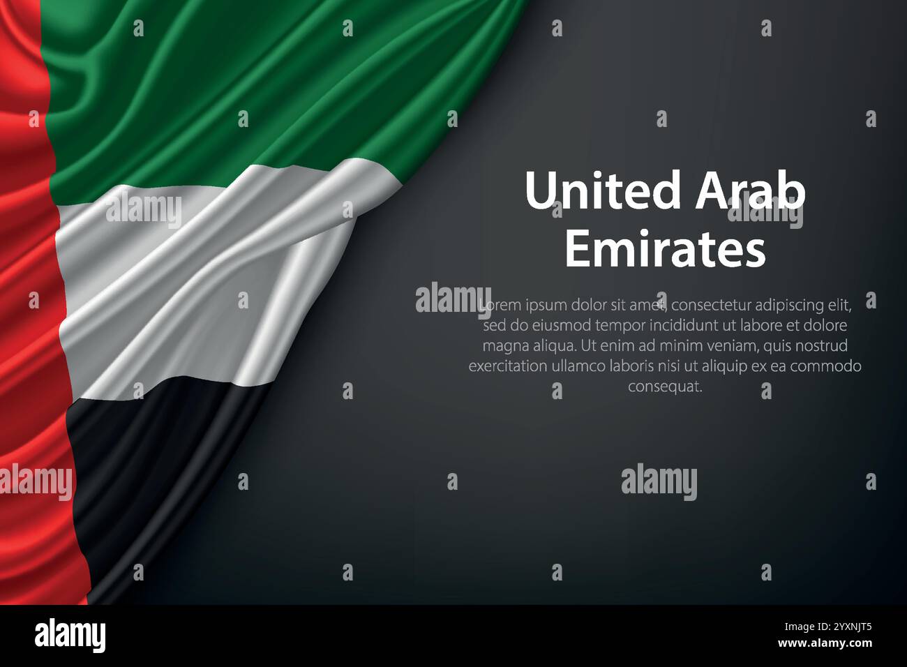 Realistic depiction of the United Arab Emirates flag with flowing ...