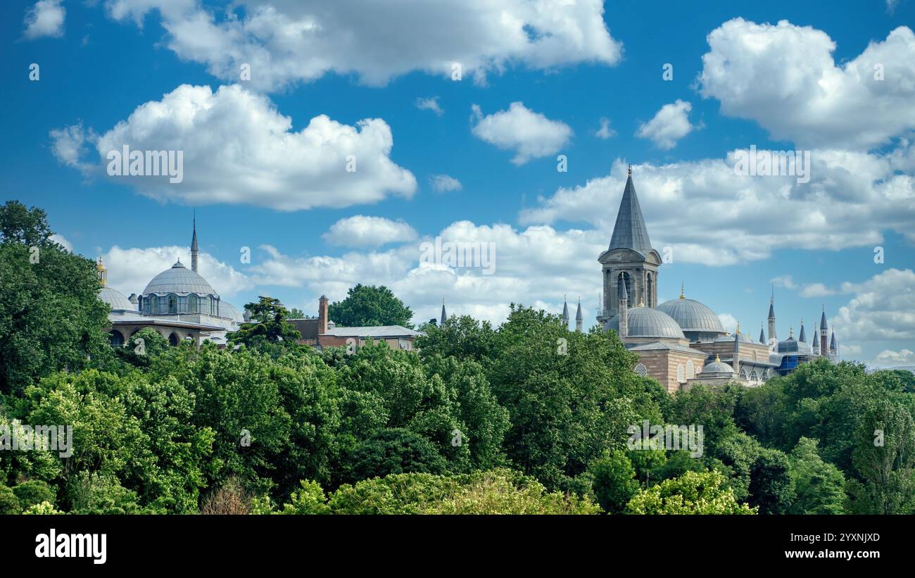 Telephoto View Of Topkapi Palace, Blue Sky And Clouds, Istanbul, Turkey ...