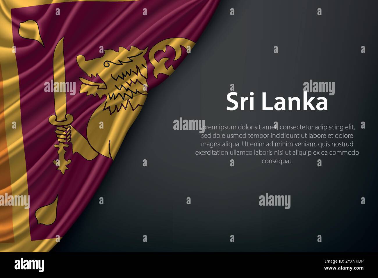 Realistic depiction of the Sri Lanka flag with flowing texture on a ...