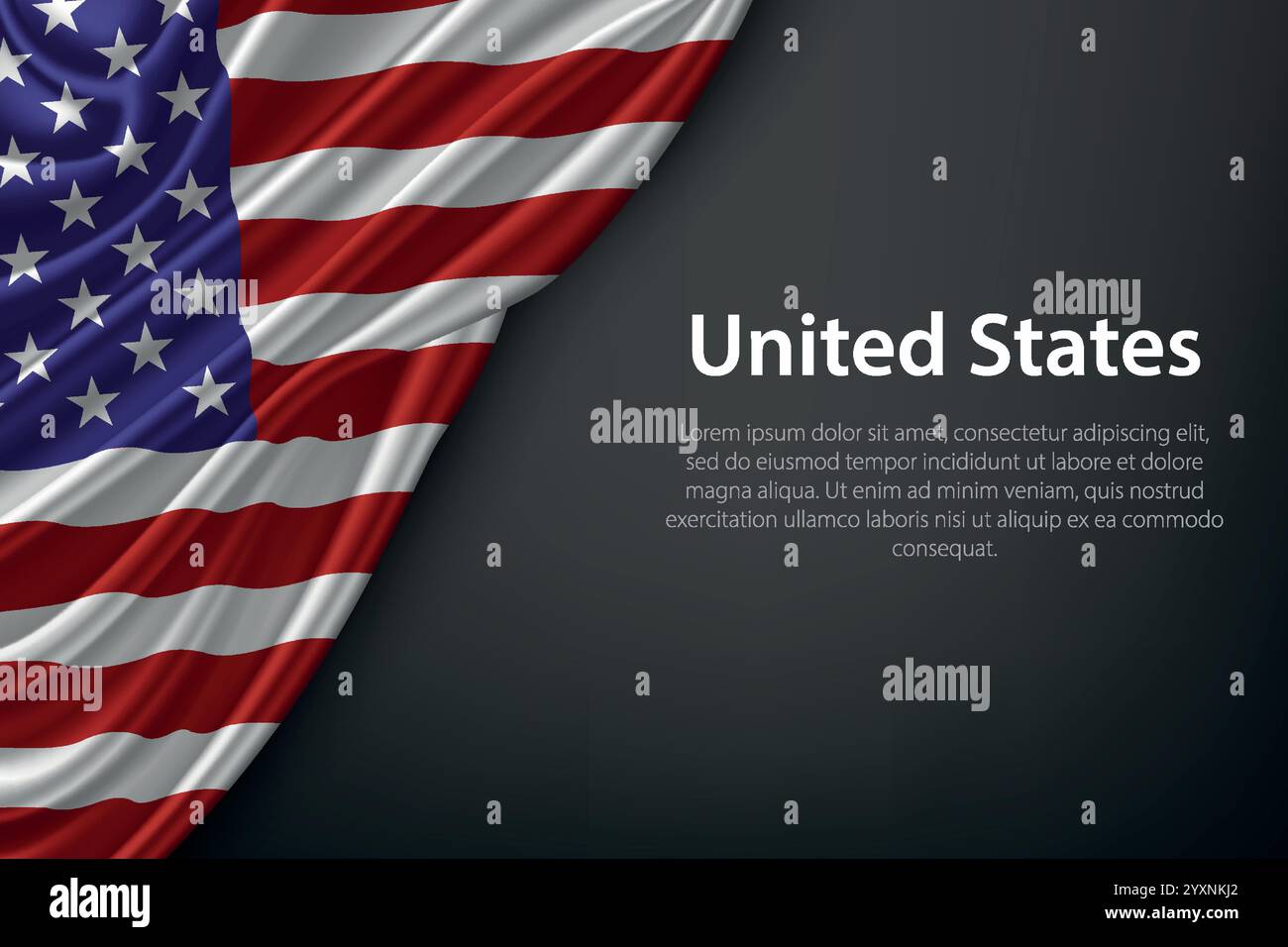 Realistic depiction of the flag with flowing texture on a dark ...