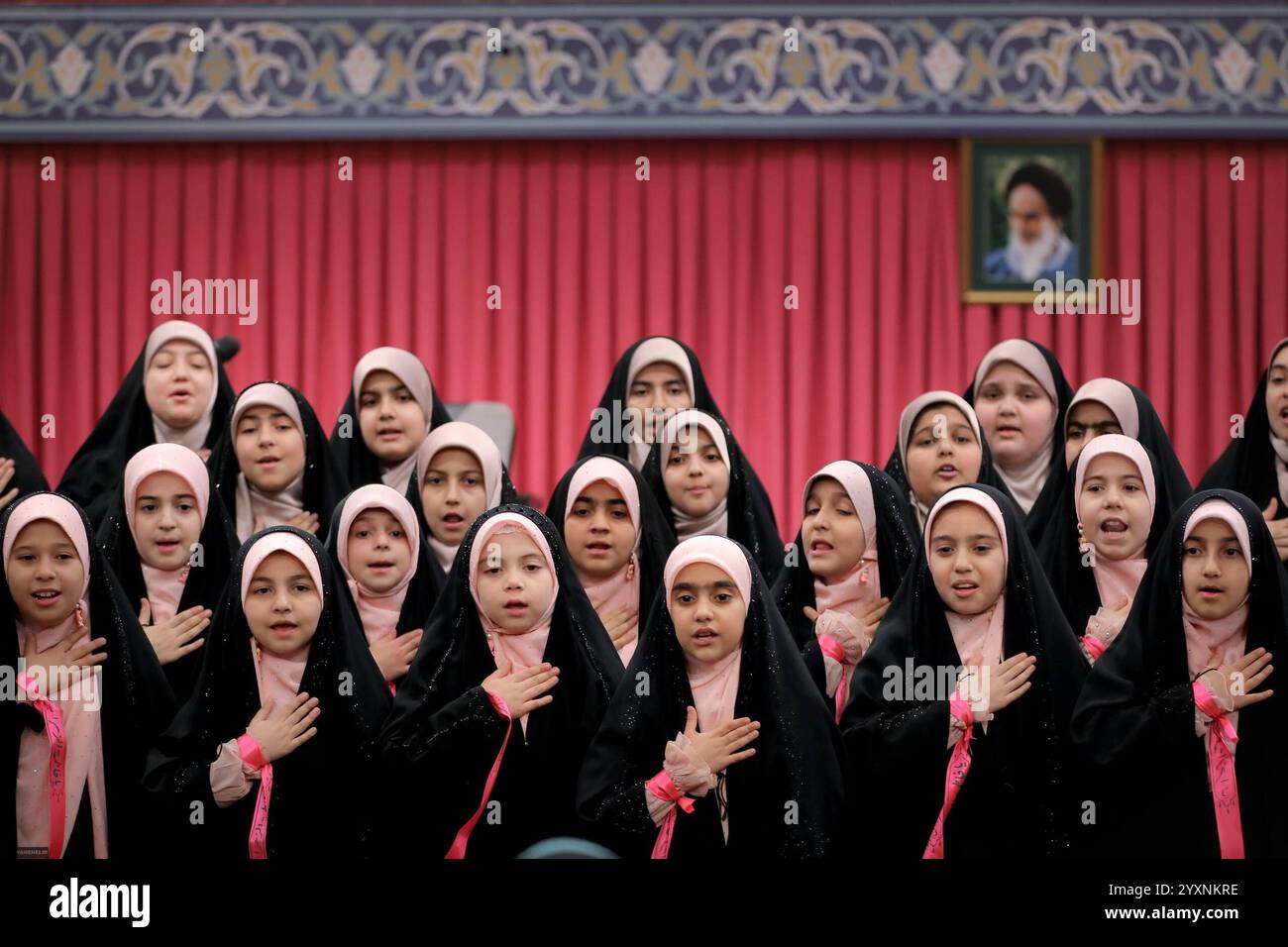 Iranian Supreme Leader Ayatollah Ali Khamenei speaking during a meeting ...