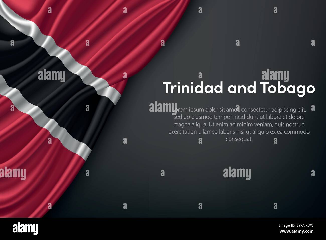 Realistic depiction of the Trinidad and Tobago flag with flowing ...