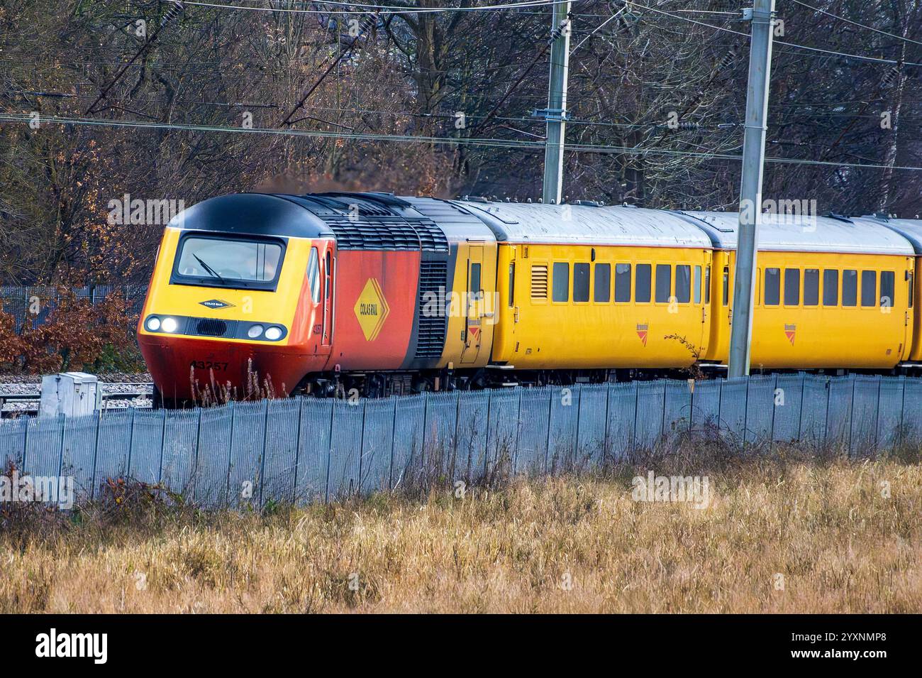 Network Rail track testing train passing Winwick on the West oast Main ...
