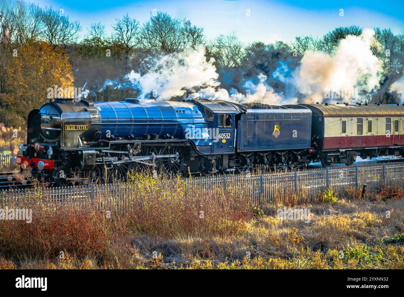 LNER Peppercorn Class A2 No. 60532 Blue Peter a 4-6-2 ("Pacific") steam locomotive seen at ...