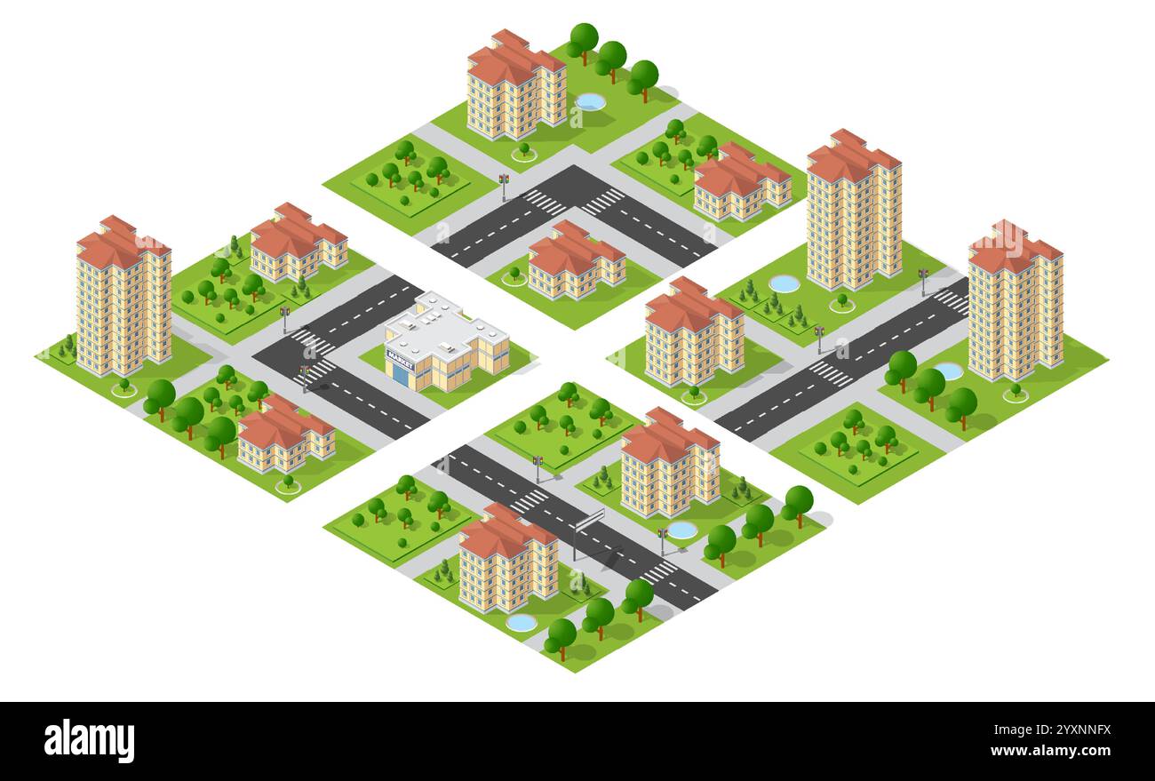 Isometric city map generator demonstrating various building types ... Isometric city map generator demonstrating various building types ...