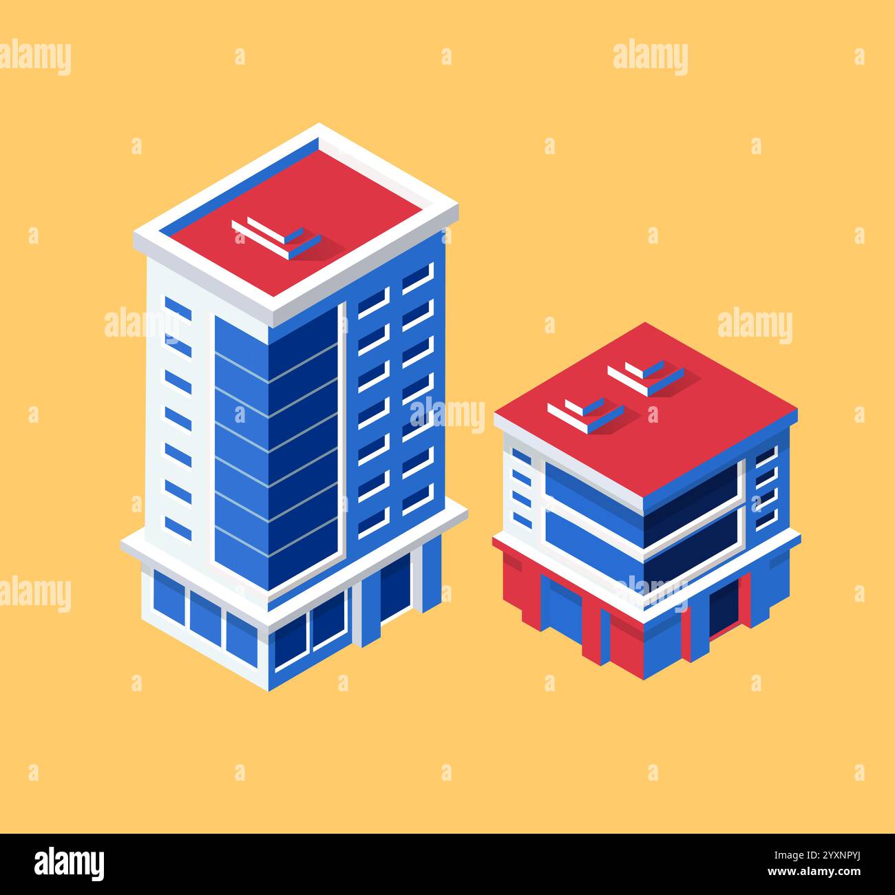 Isometric projection of modern buildings showcasing urban architecture ...