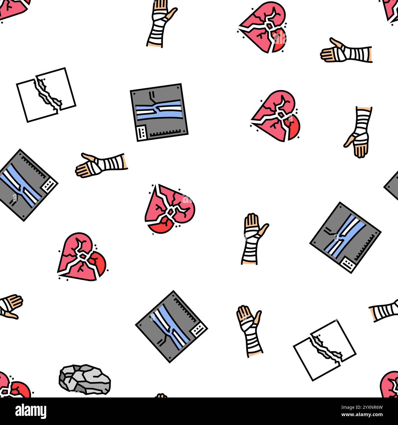 fracture bone break injury seamless pattern vector Stock Vector Image ...