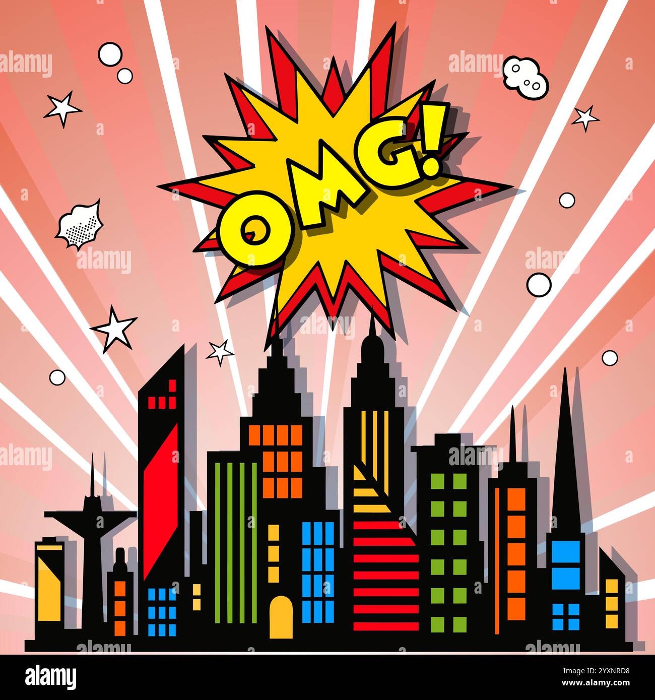 Pop art skyline night hi-res stock photography and images - Alamy