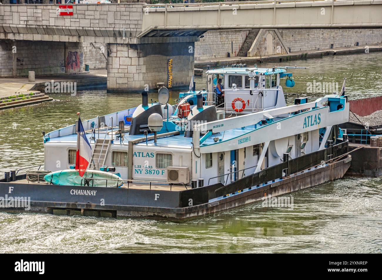 Majestic River Trade: Grand Barges on the Saône in Lyon Stock Photo - Alamy