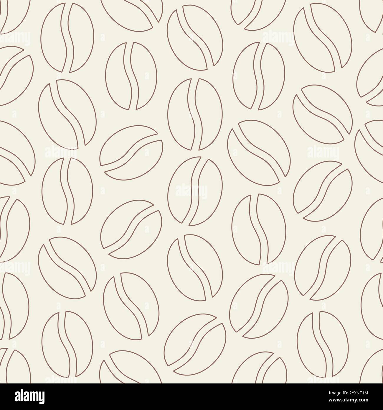 Coffee bean outlines seamless vector pattern brown lineart on cream ...