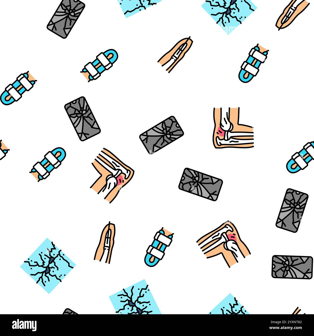 fracture bone break injury seamless pattern vector Stock Vector Image ...