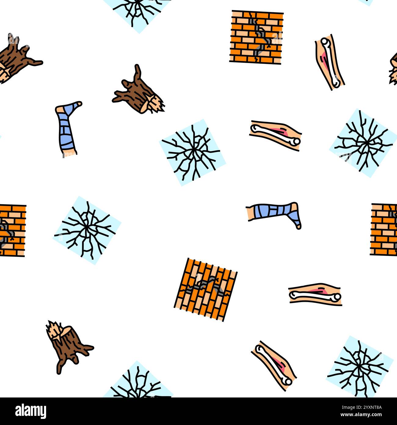 fracture bone break injury seamless pattern vector Stock Vector Image ...