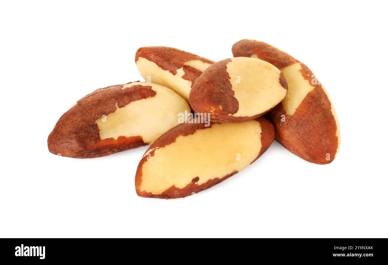 Tasty Brazil nuts isolated on white. Healthy snack Stock Photo - Alamy